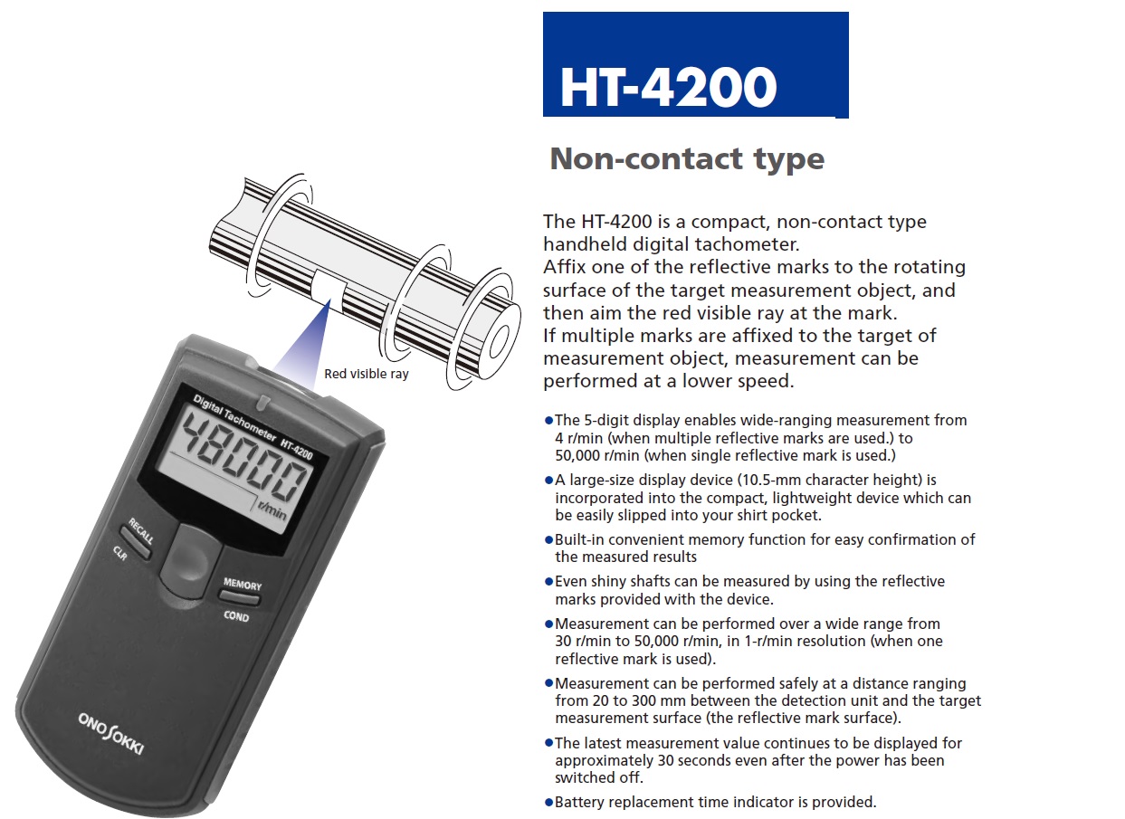 Ichiban Precision Sdn Bhd - Ono Sokki - Ono Sokki Contact type Handheld Digital Tachometer